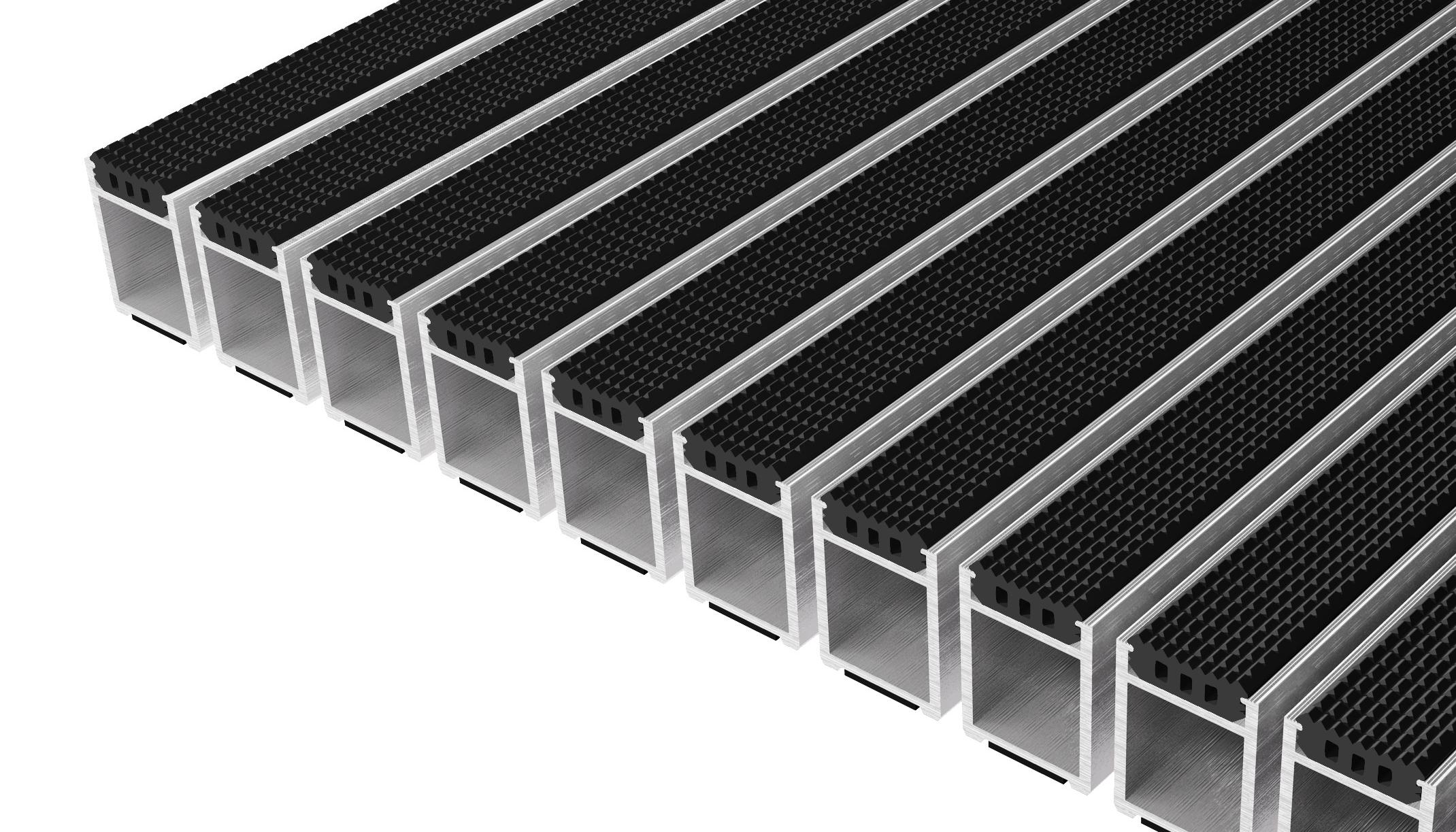 Top Clean High Aluminum Entrance Matting - 42mm with Grooved Rubber ...