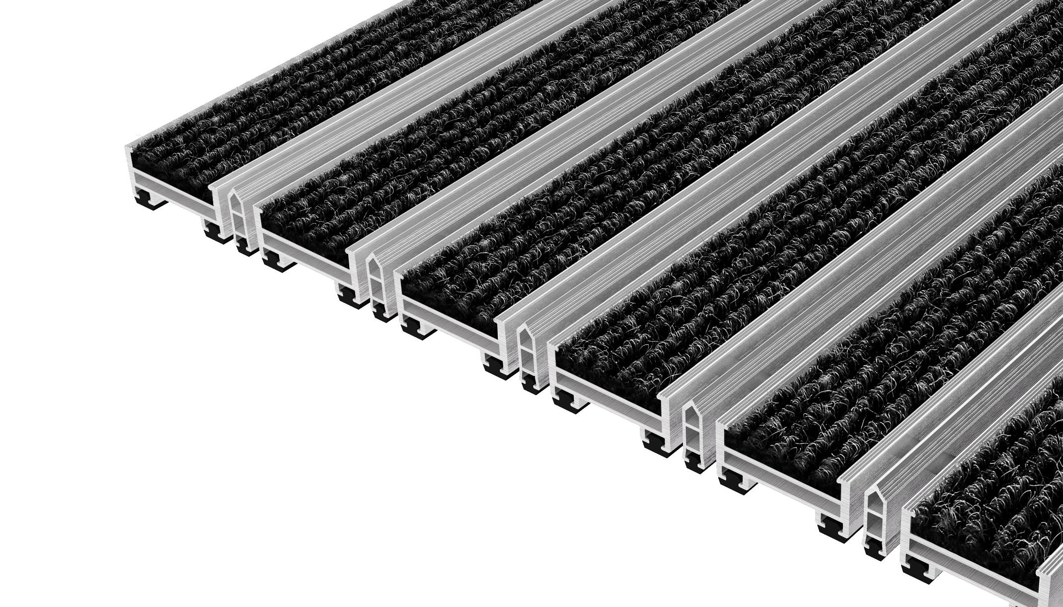 Top Clean Stabil XL Aluminum Entrance Matting - 22mm with Ribbed Carpe ...